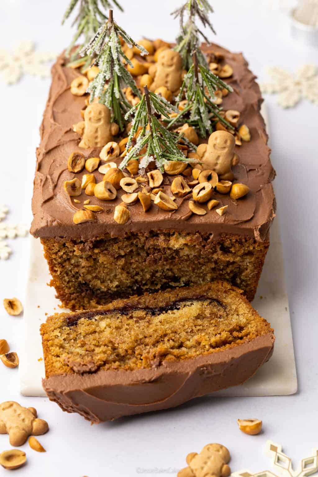 Hazelnut Mocha Christmas Loaf Cake - Jessie Bakes Cakes