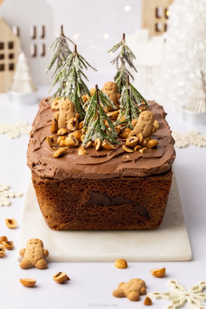 Hazelnut Mocha Christmas Loaf Cake - Jessie Bakes Cakes