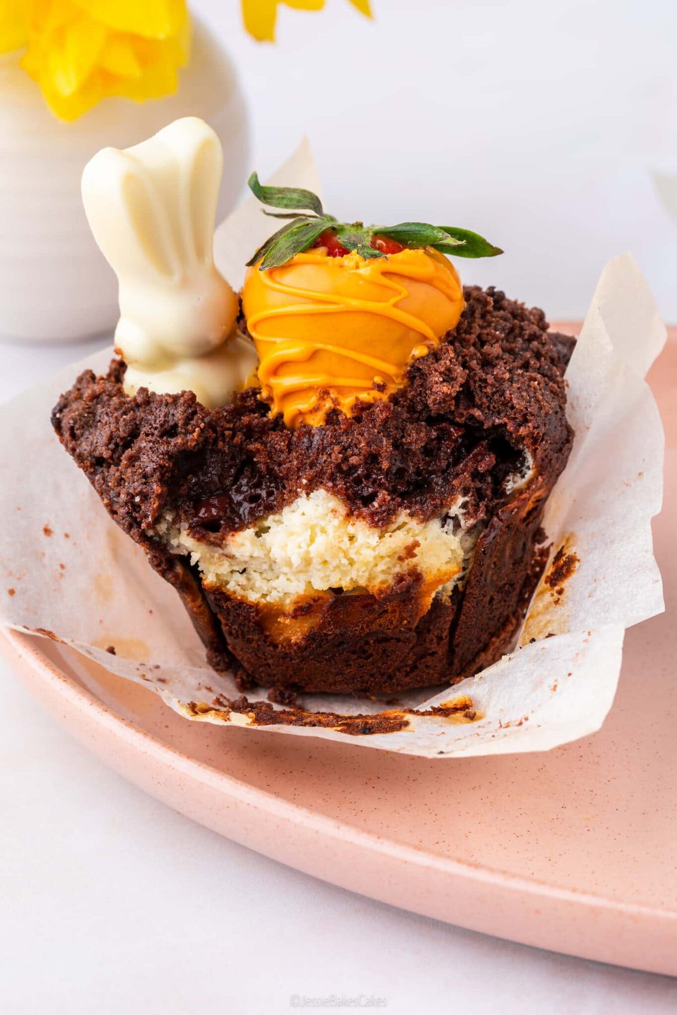 Carrot Patch Chocolate Cheesecake Muffins - Jessie Bakes Cakes