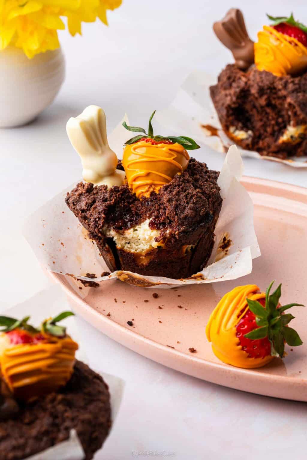 Carrot Patch Chocolate Cheesecake Muffins - Jessie Bakes Cakes