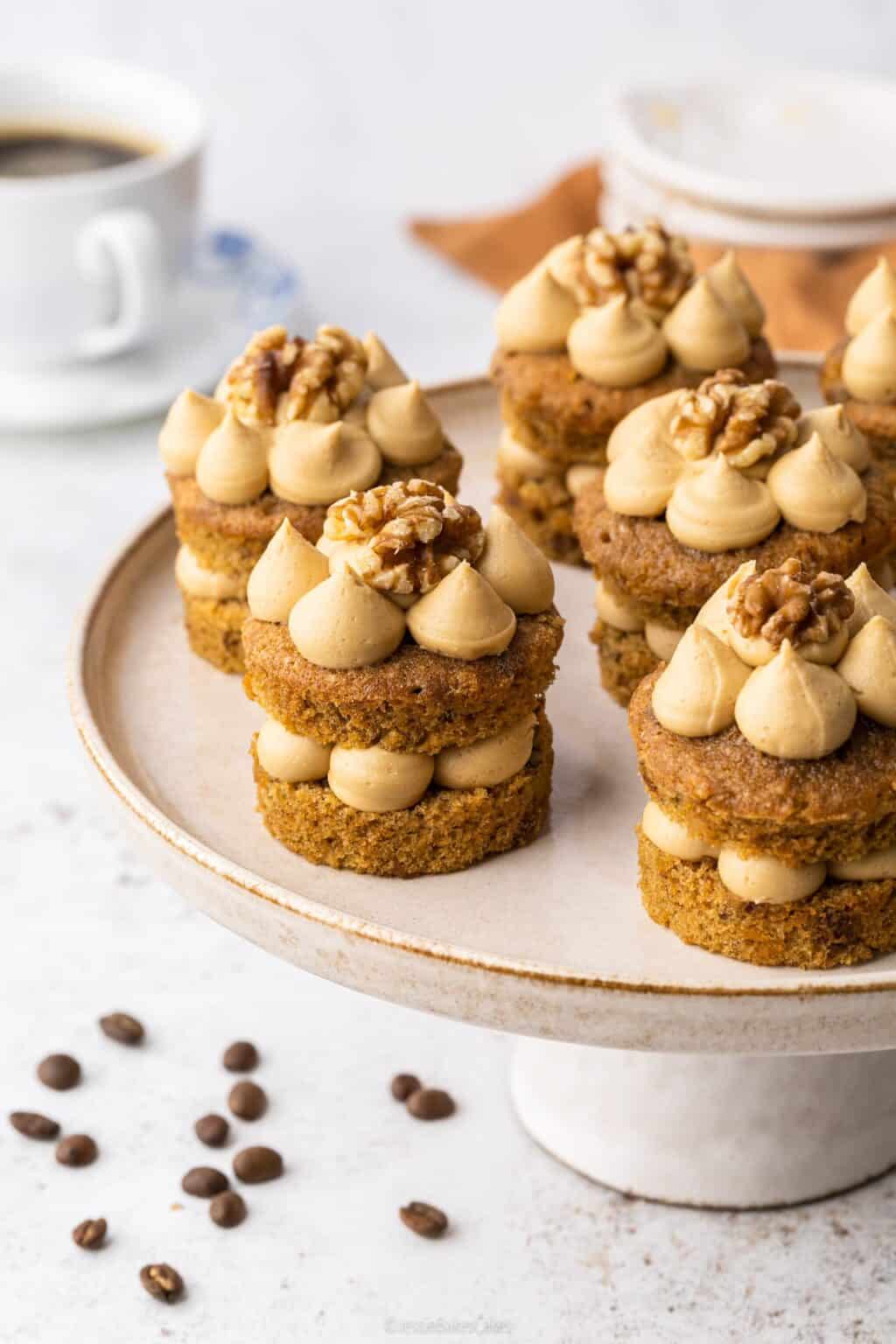 Mini Coffee and Walnut Cakes - Jessie Bakes Cakes