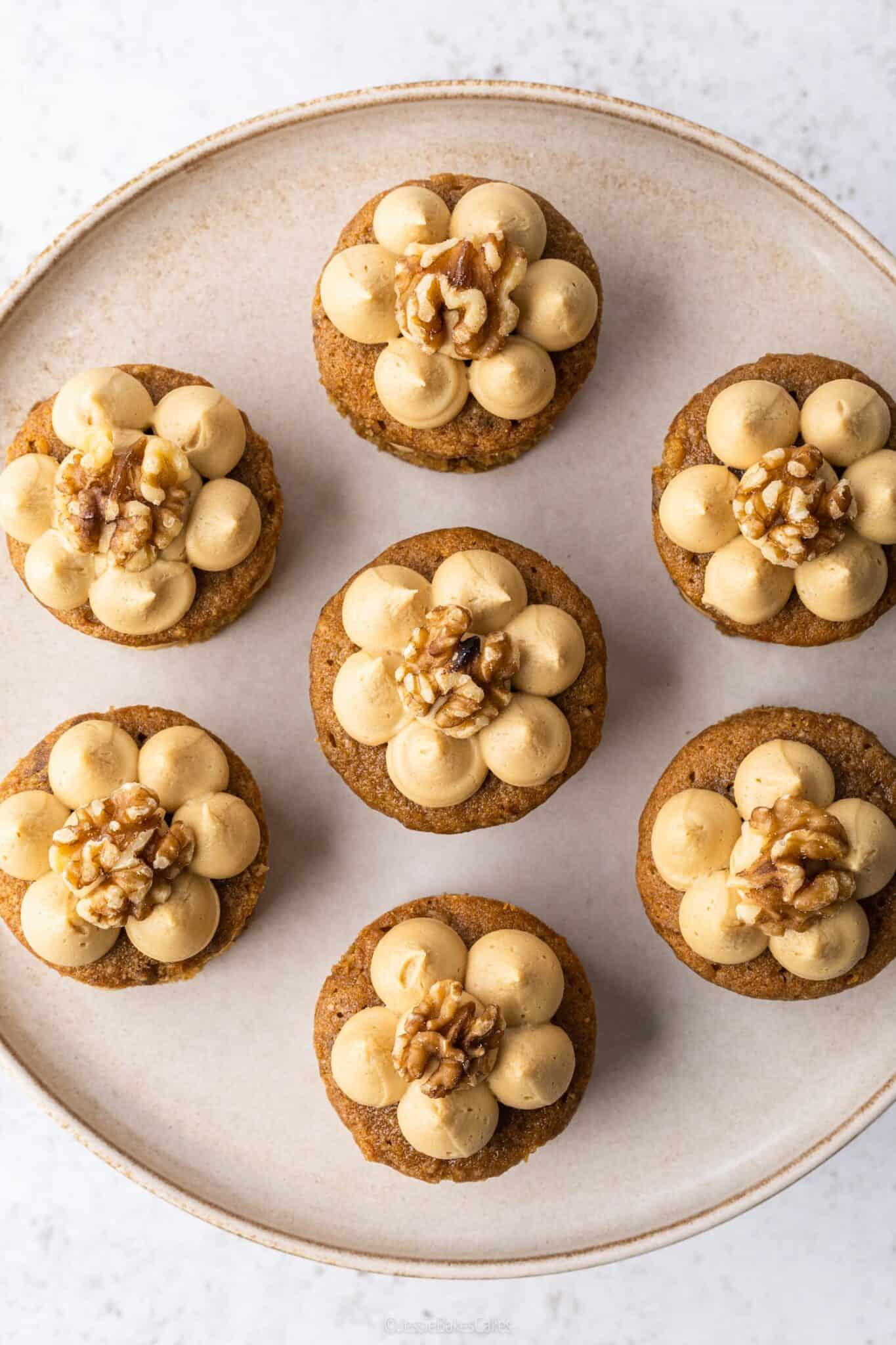 Mini Coffee and Walnut Cakes - Jessie Bakes Cakes