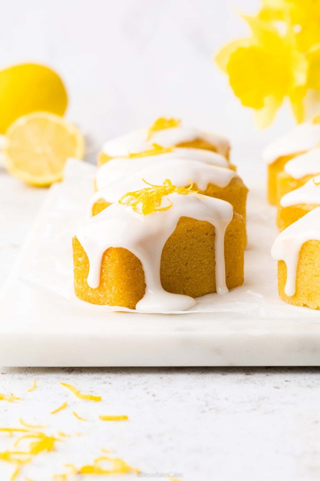 Mini Lemon Drizzle Loaf Cakes - Jessie Bakes Cakes