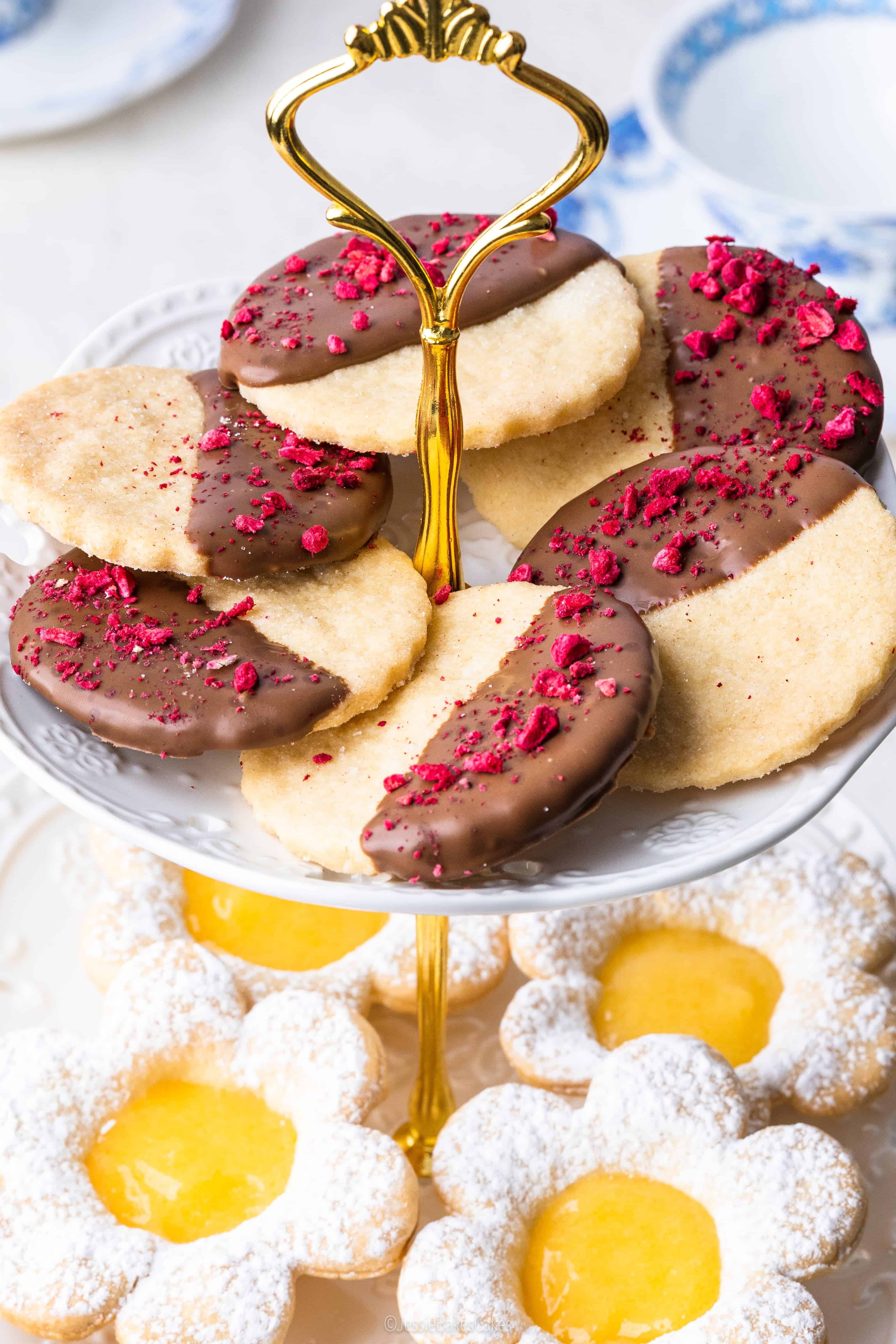 Chocolate and Raspberry Shortbread Biscuits - Jessie Bakes Cakes