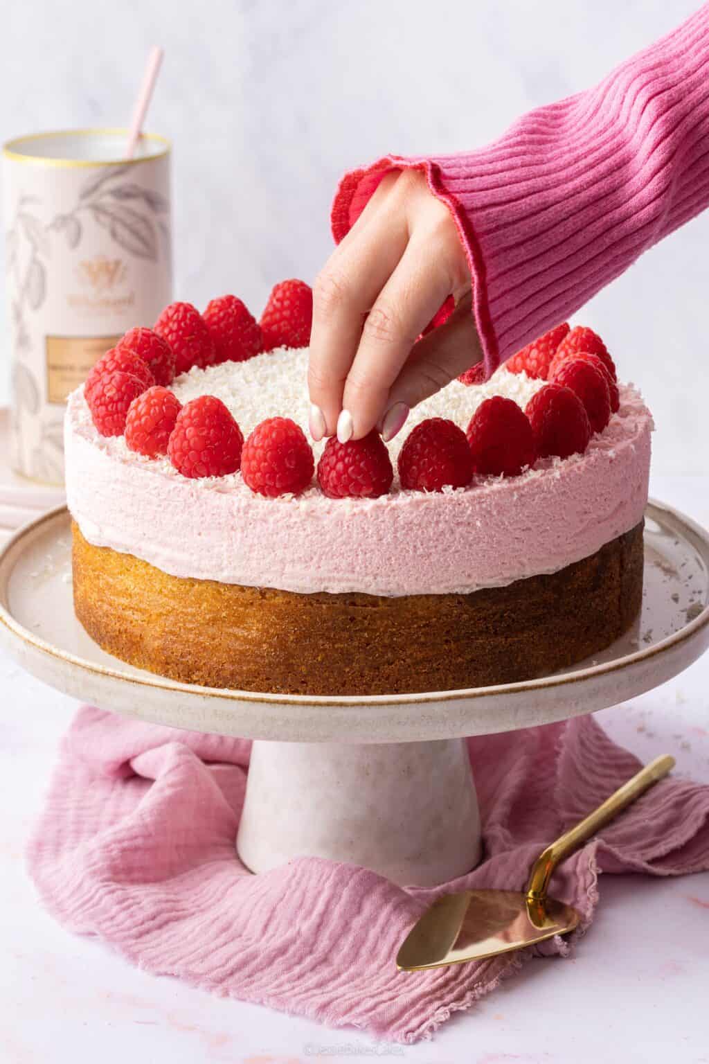 White Chocolate Raspberry Mousse Cake - Jessie Bakes Cakes