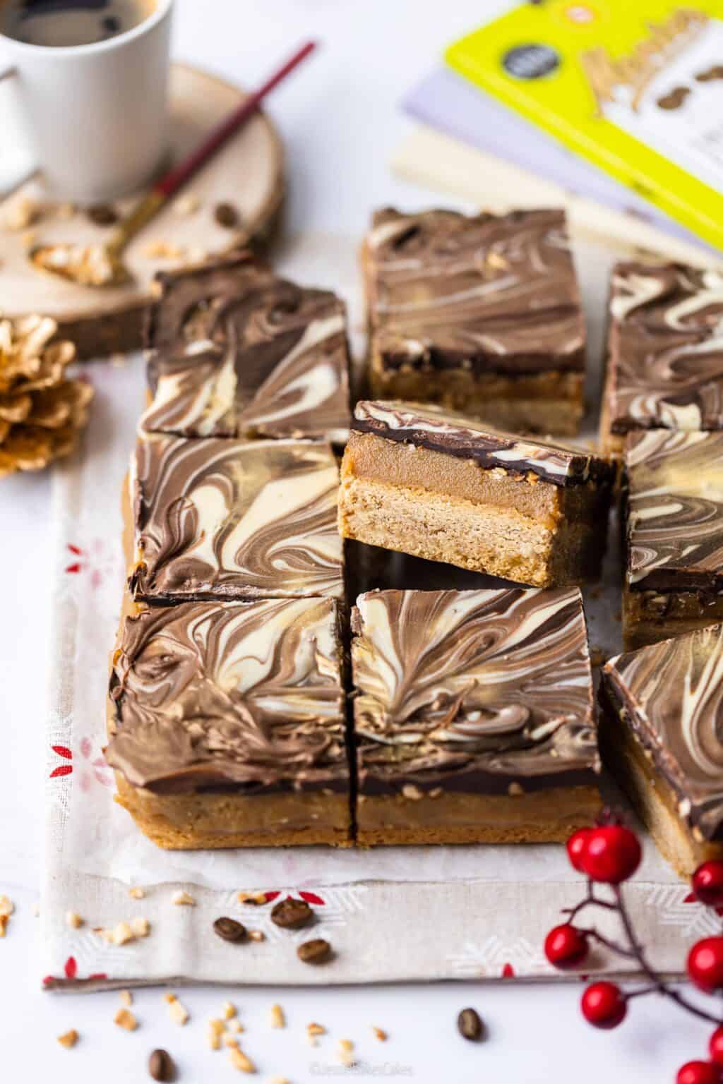 Hazelnut Mocha Millionaires Shortbread - Jessie Bakes Cakes